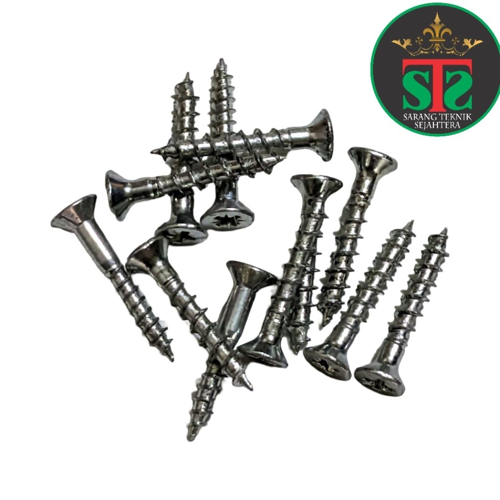 Jual Baut Tapping Stainless Steel 6*1" MERK HAFELE Kepala Rata & Obeng ...