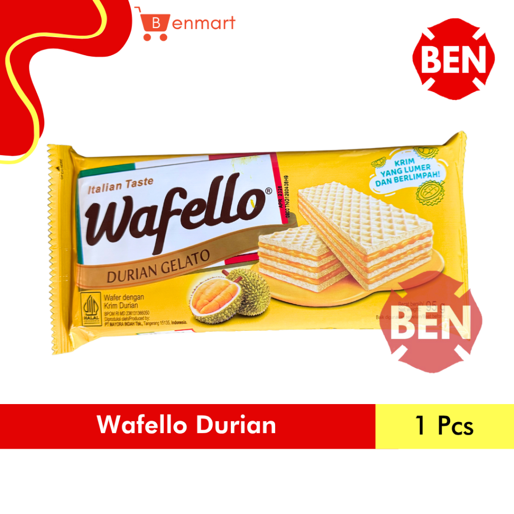 Jual Wafello Wafer Durian Gelato 95g 95gr 95 g gr gram - Wafer Krim ...
