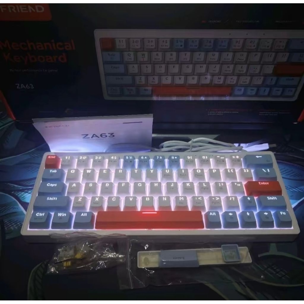 Jual ZIFRIEND ZA63 Mechanical Keyboard Wired 5-pin Hot-swappable ...