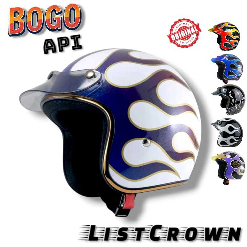 Jual HELM BOGO RETRO MOTIF API VINTAGE PET PENDEK | MURAH MOTORCYCLE ...