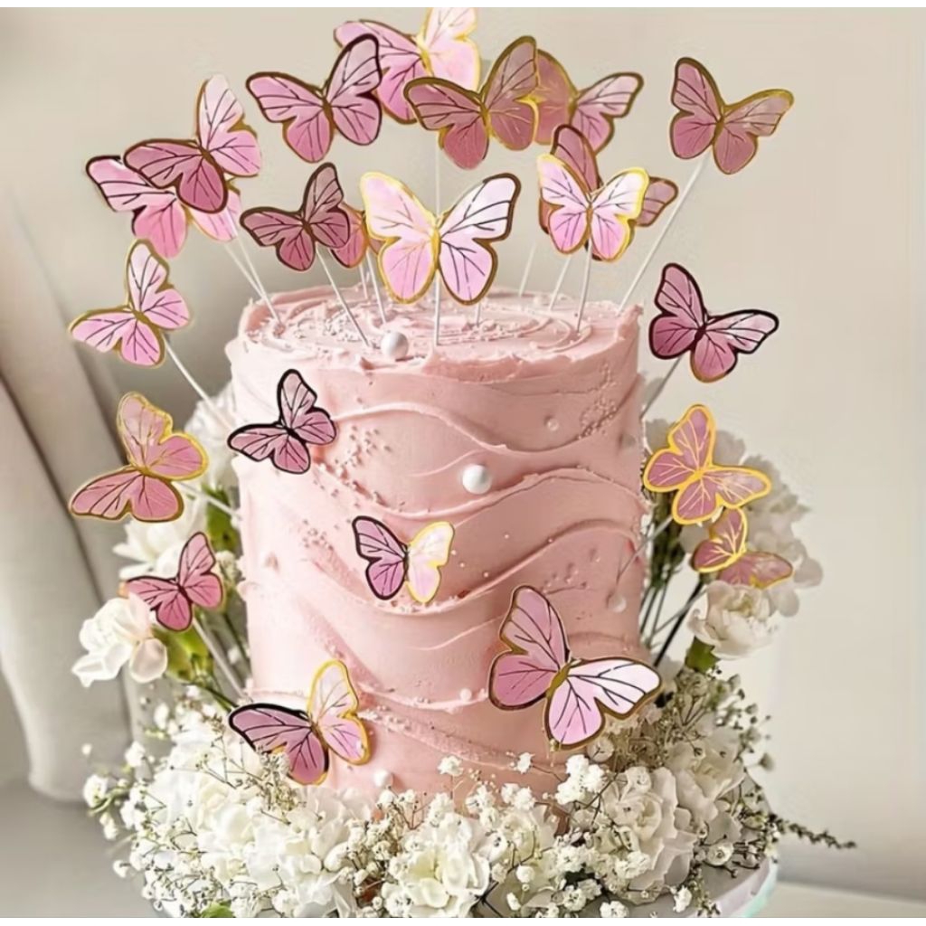 Jual Dekorasi kue tart bucket bunga Kupu-kupu Kue Ulang Tahun ...