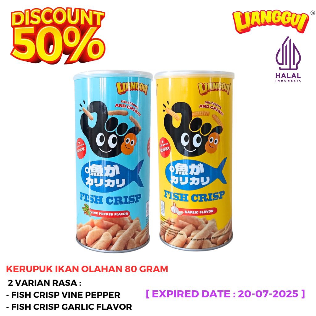 Jual [DISKON 50%] LIANGGUI KERUPUK IKAN FISH CRISP 80 GRAM | Shopee ...