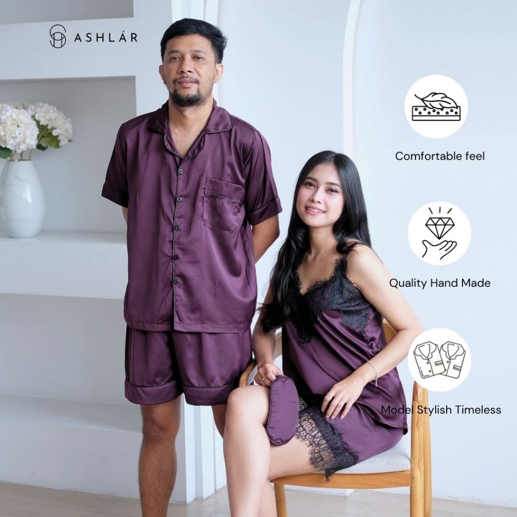 Jual ASHLAR Piyama Costume Couple Gammy Burgundy Ashlar | Seserahan ...