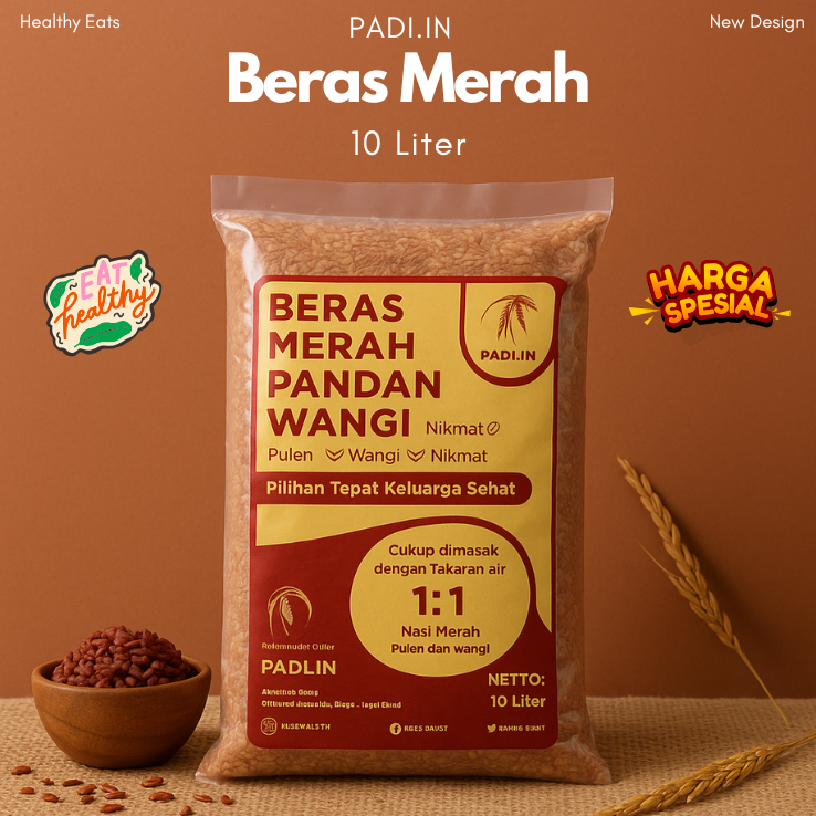 Jual BERAS MERAH PADI.IN 10 LITER DIJAMIN PULEN DAN PANDAN WANGI ENAK ...