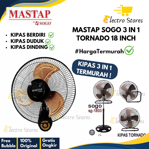 Jual Kipas Angin MASTAP / SOGO 3in1 TORNADO Alumunium Gold 3 IN 1 18 ...