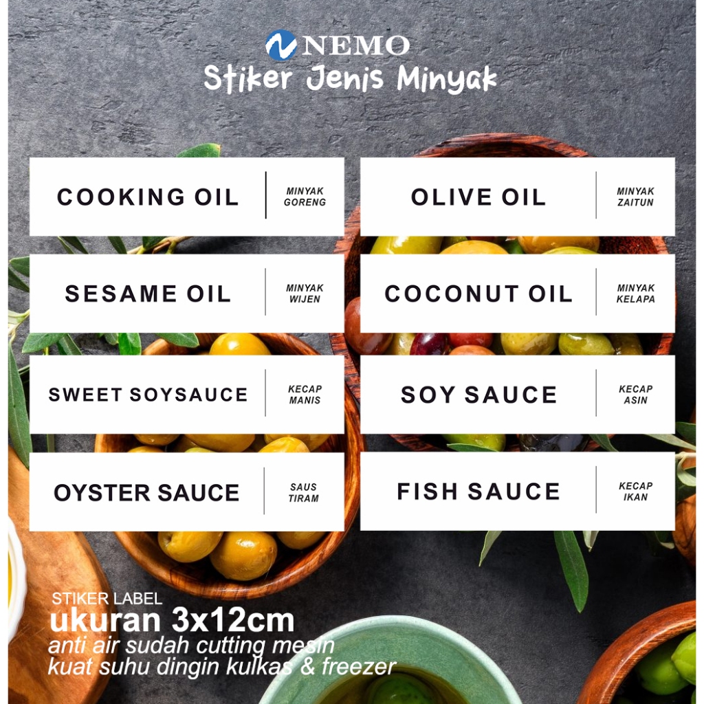Jual Stiker Label Botol Minyak & Saus Anti Air untuk Minyak Kecap Cuka ...