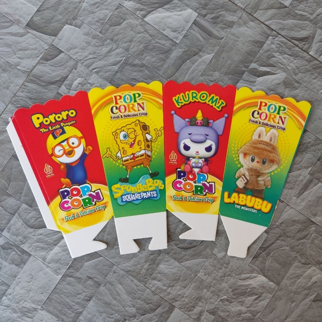 Jual kertas kemasan popcorn jumbo ukuran 14×8 cm / wadah popcorn besar ...