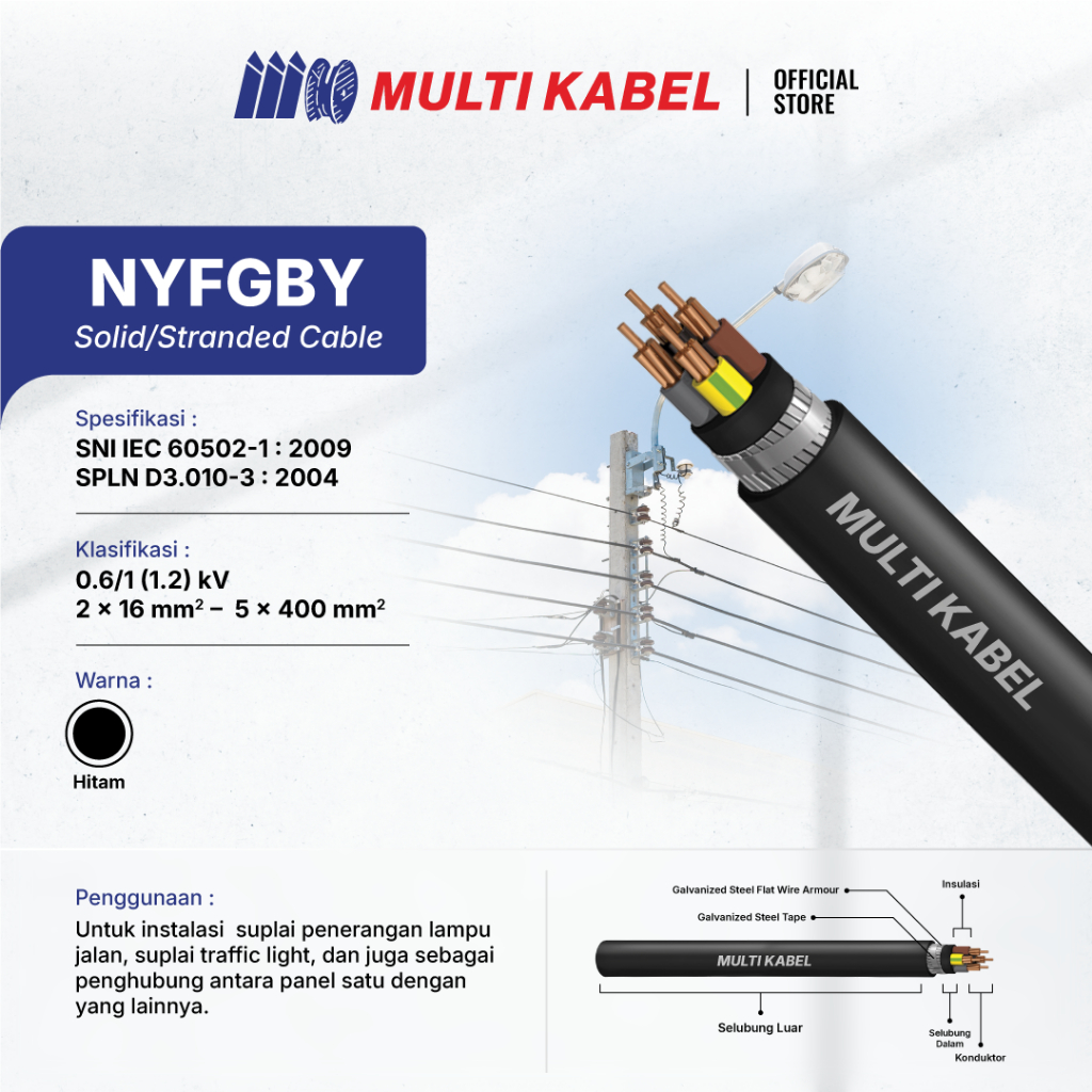Jual MULTI KABEL-NYFGbY 4x95 mm² -Hitam-Permeter | Shopee Indonesia