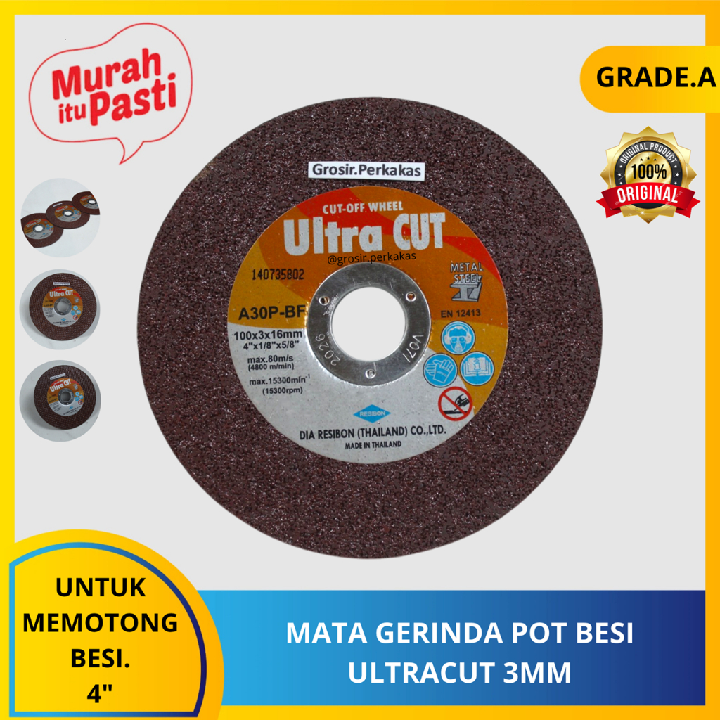 Jual MATA GERINDA POT BESI ULTRACUT 3 X 4", gurinda cutting wheel. [A ...