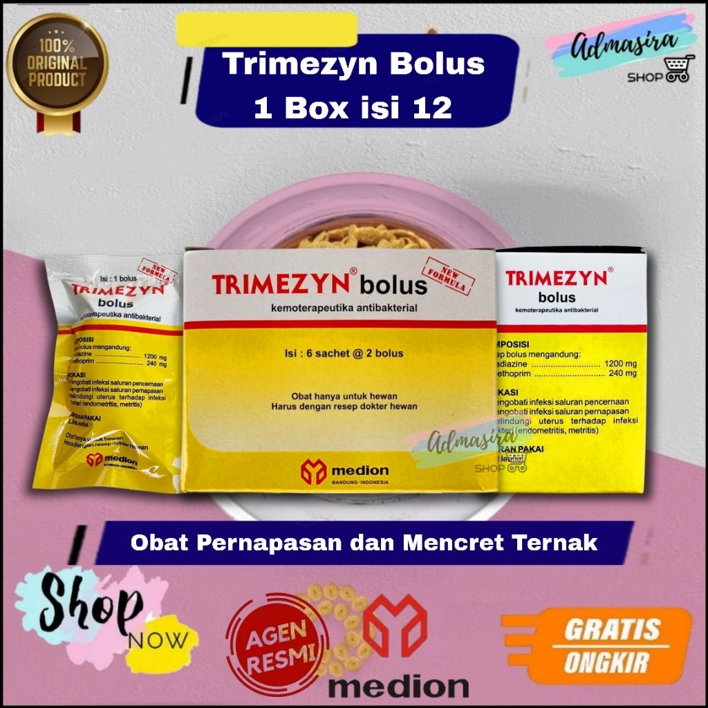 Jual TRIMEZYN BOLUS 1 Box Medion obat pernafasan dan Pencernaan diare ...
