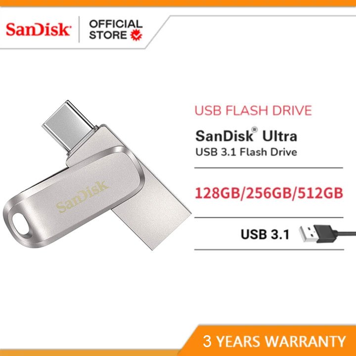 Jual Sandisk OTG 128GB / 256GB / 512GB USB Type-C USB 3.1 Ultra Dual ...