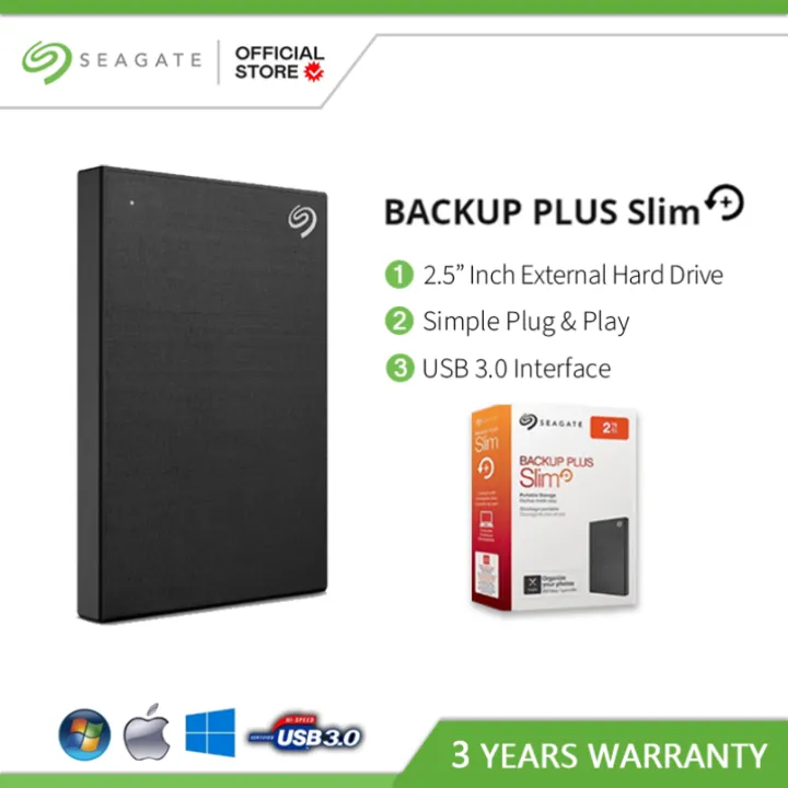 Jual Seagate Plus Slim 1TB 2TB External Hard Drive For Mac and Windows Portable USB 3.0 External ...