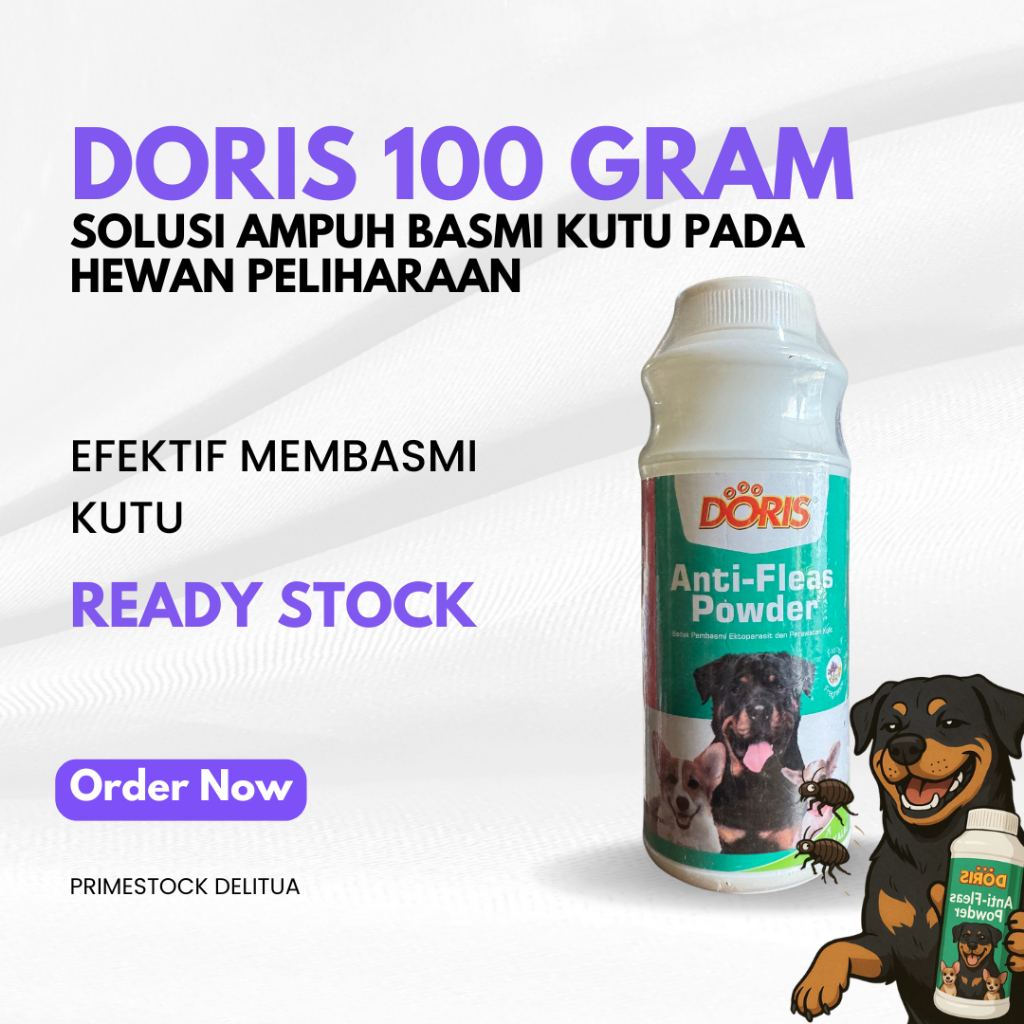Jual Bedak Anti-Kutu Doris untuk Hewan Isi 100 Gram - Menghilangkan ...