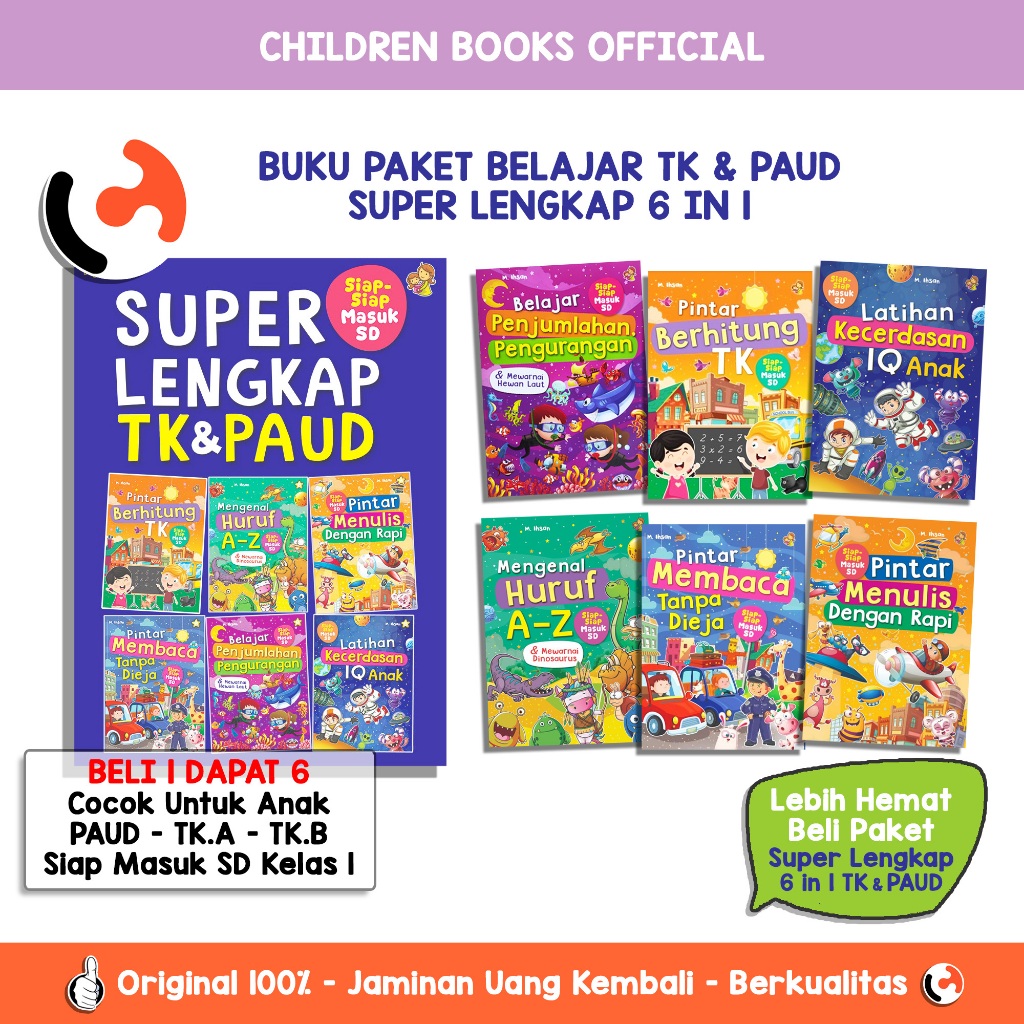 Jual Buku Aktivitas Anak Super Lengkap 6 in 1 Anak TK & PAUD Isi 6 Buku ...