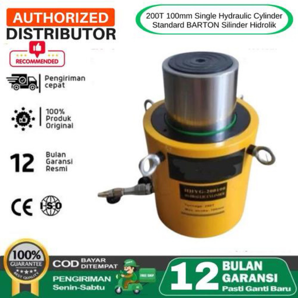 Jual 200T 100mm Single Hydraulic Cylinder Standard BARTON Silinder ...