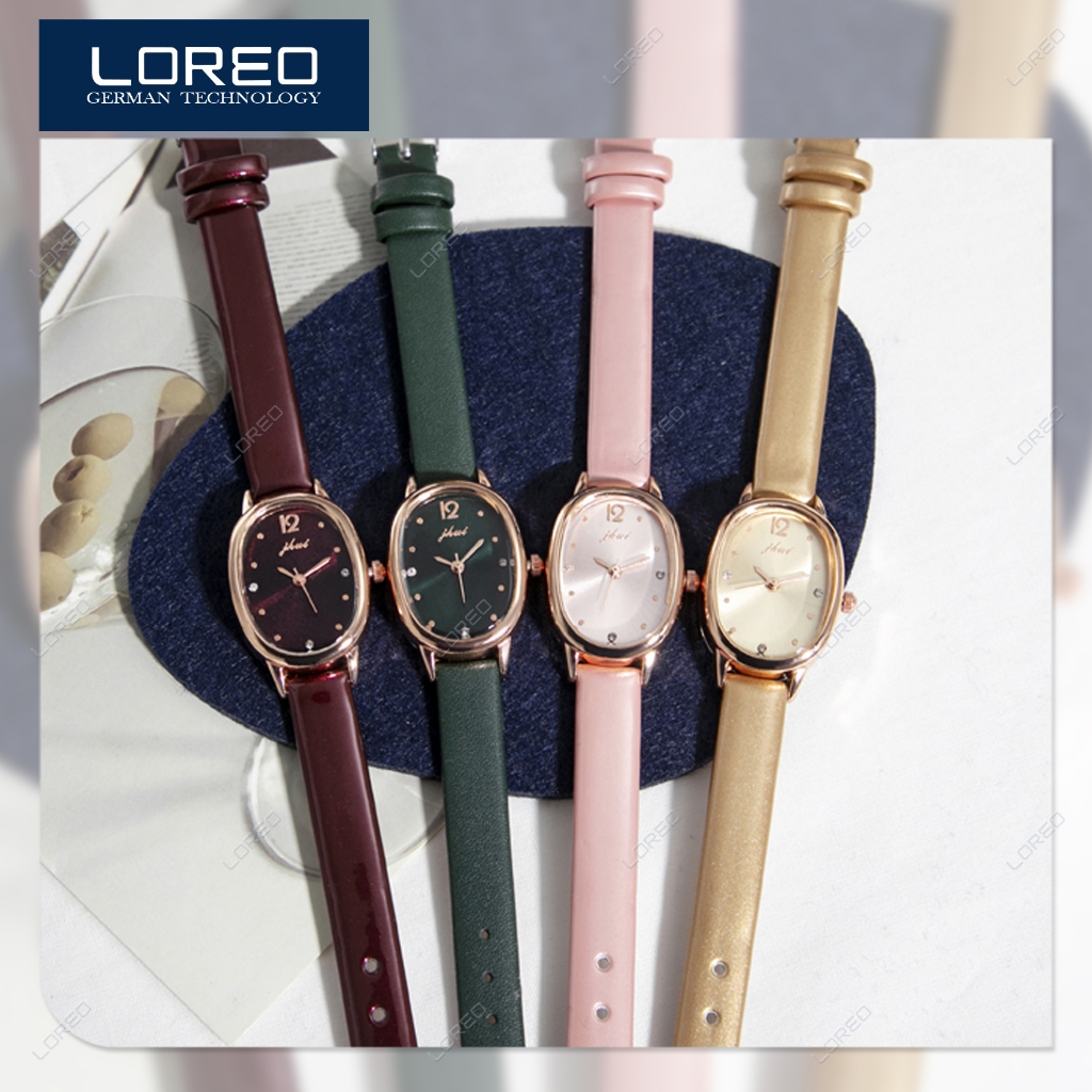 Jual Loreo - Jam Tangan Wanita Kulit PU Model Oval Chic Watch Jam Cewek ...