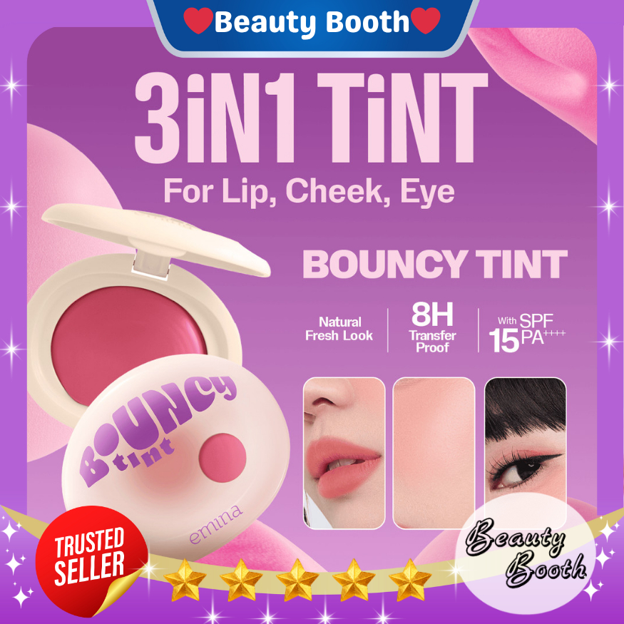 Jual EMINA Bouncy Tint 3 in 1 Lip Cheek & Eye | Lipcream Eyeshadow ...