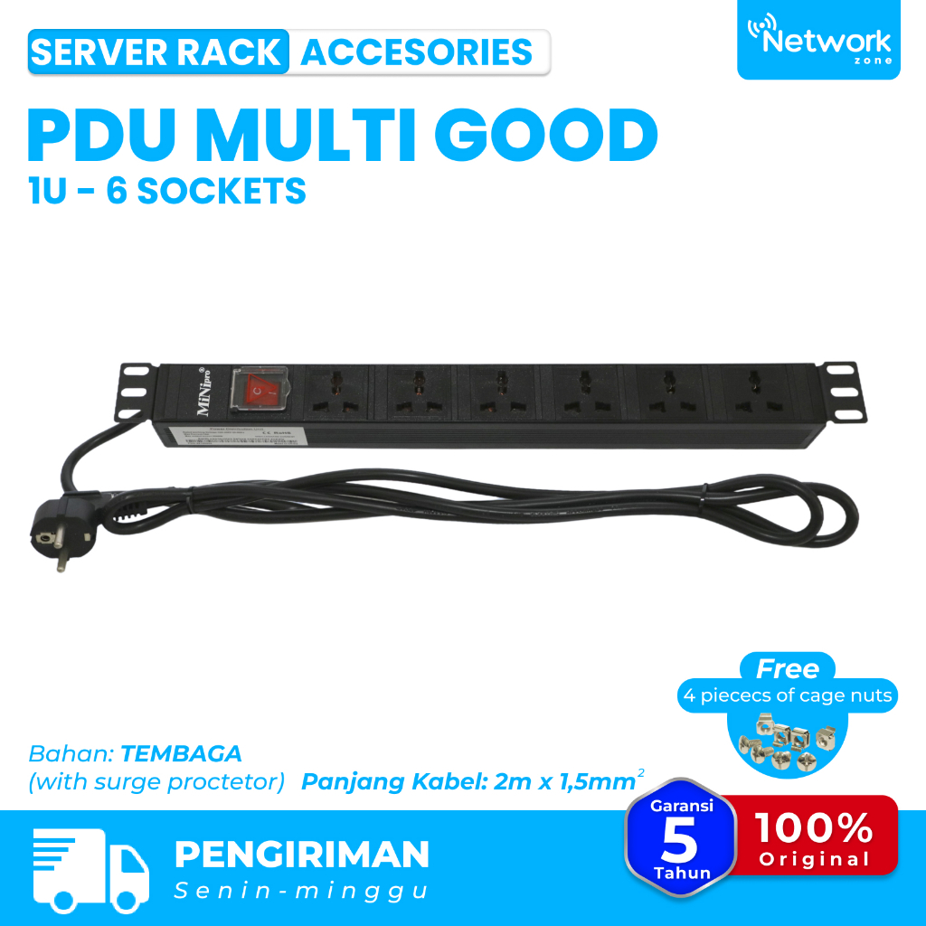 Jual PDU 6 Port Multi Good Socket 16A with Surge Protector | Shopee ...