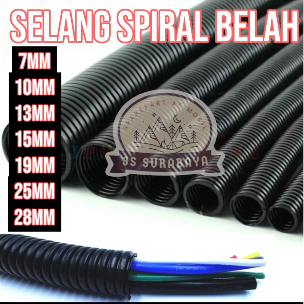 Jual Selang Spiral Belah Kabel 5mm-28mm Pelindung Pembungkus Kabel ...