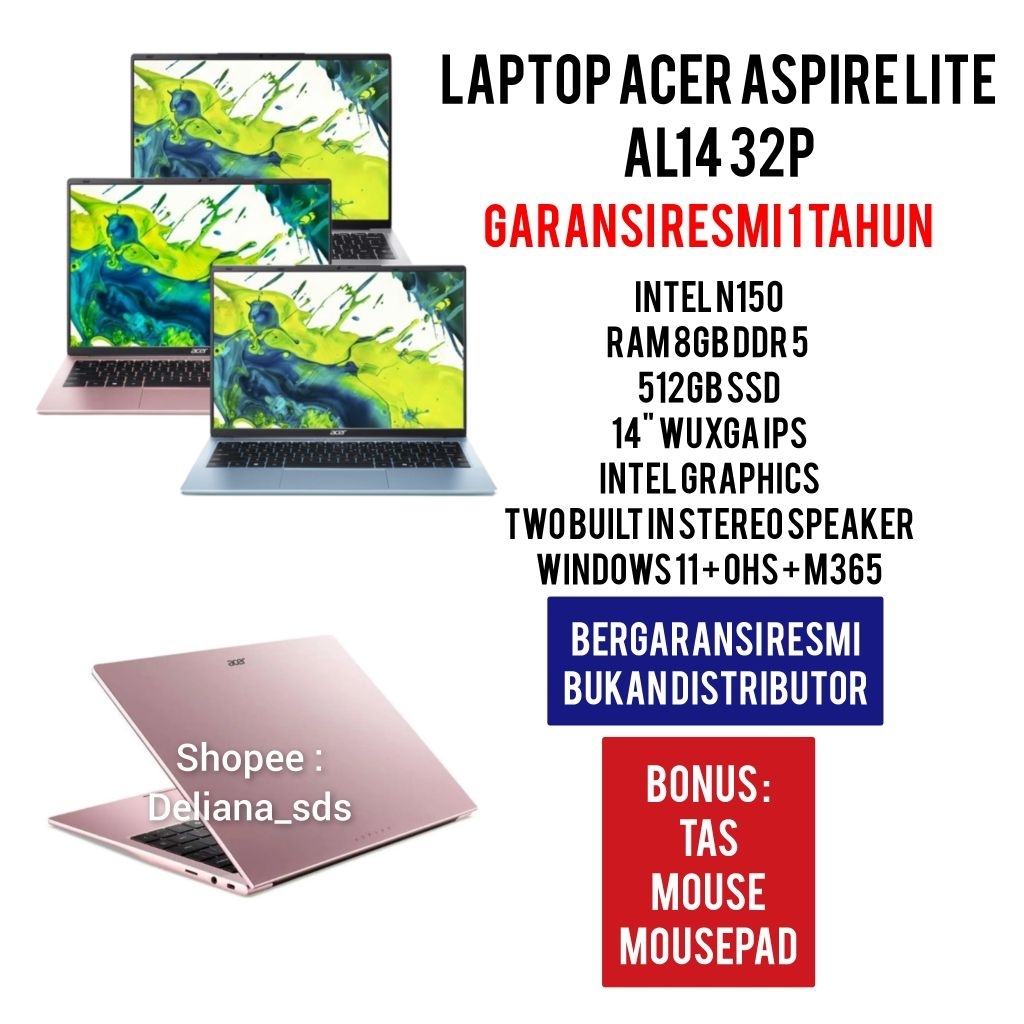 Jual Laptop Acer Aspire Lite AL14 32P Intel N150 8GB/512GB SSD 14 ...