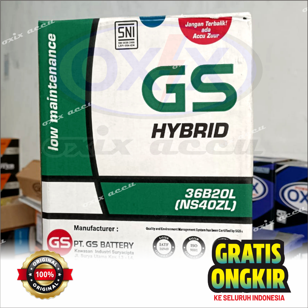 Jual Aki GS Hybrid NS40Z / NS40ZL (36B20R / 36B20L) 12V 35Ah - Aki ...