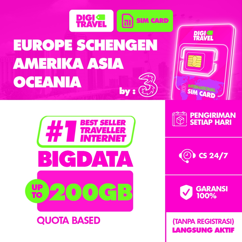 Jual DIGITRAVEL SIM Card Eropa Europe Amerika Australia Asia Kuota Internet Telfon dan SMS ...