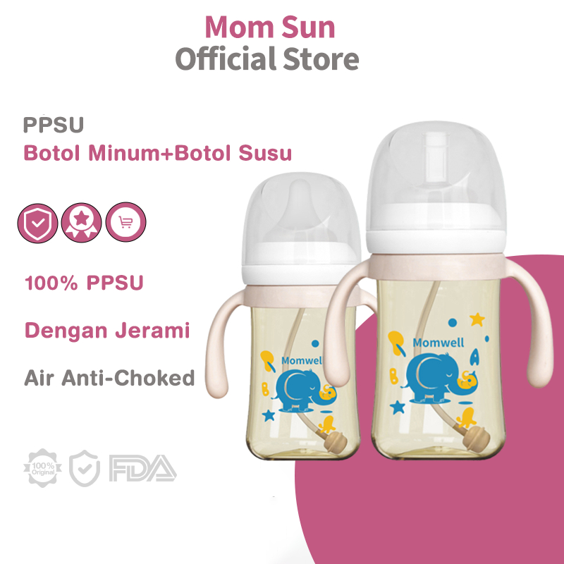 Jual Momsun Botol Minum Bayi dan Botol Susu Sedotan Training Sippy Cup ...