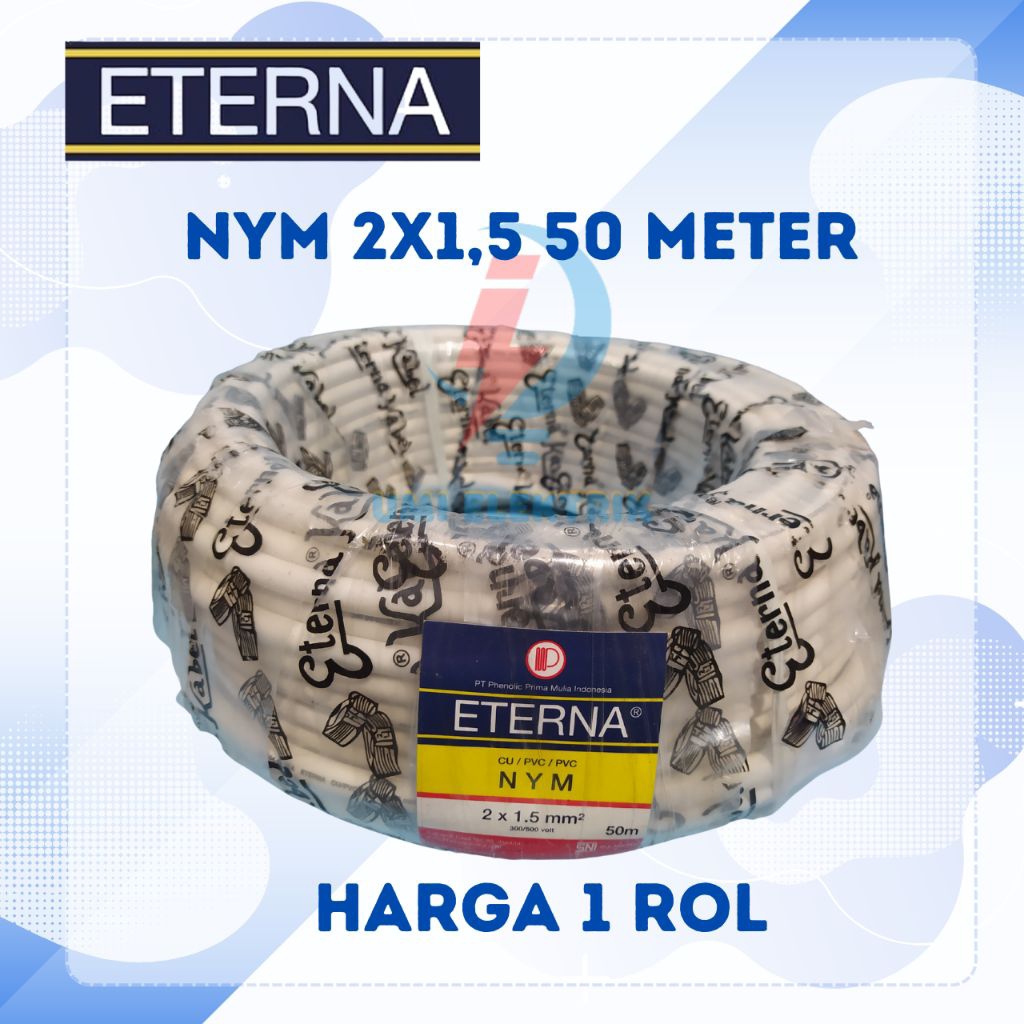Jual KABEL ETERNA NYM 2x1,5 50 meter SNI LMK | Shopee Indonesia
