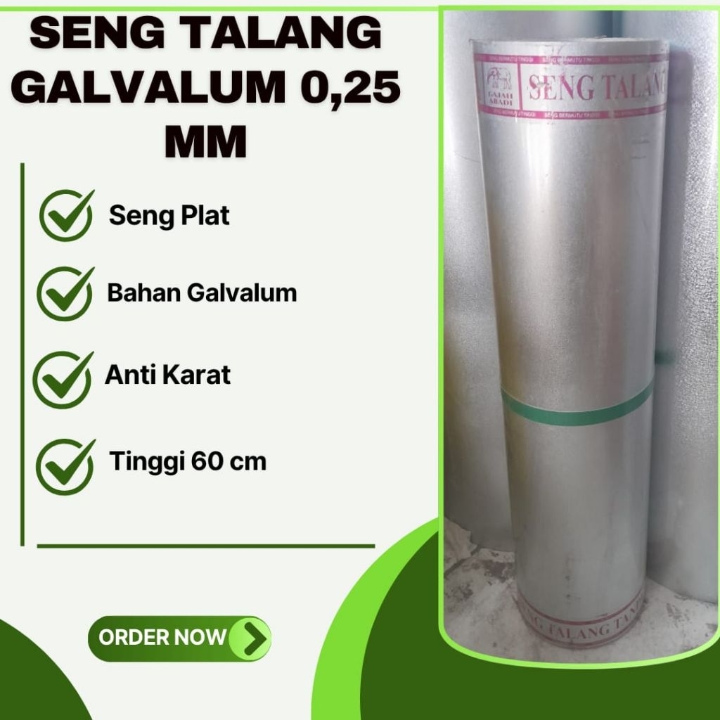 Jual Seng Talang Galvalum anti karat Tinggi 60 cm tebal 0,25 per Meter ...