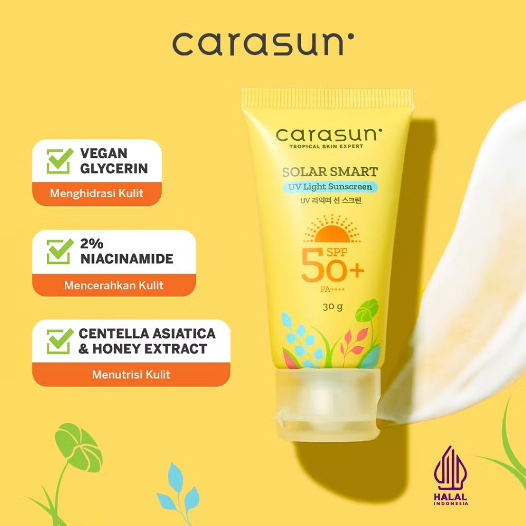 Jual CARASUN Solar Smart UV Light Sunscreen SPF 50 PA++++ 30g | Shopee Indonesia