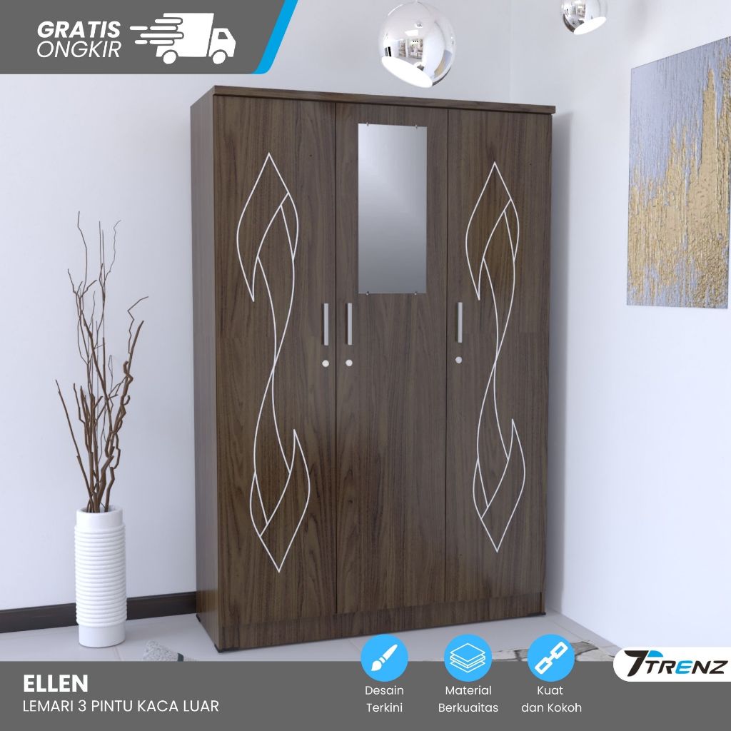 Jual Trenz Furniture - Furniture Lemari Pakaian 3 Pintu dengan Kaca ...