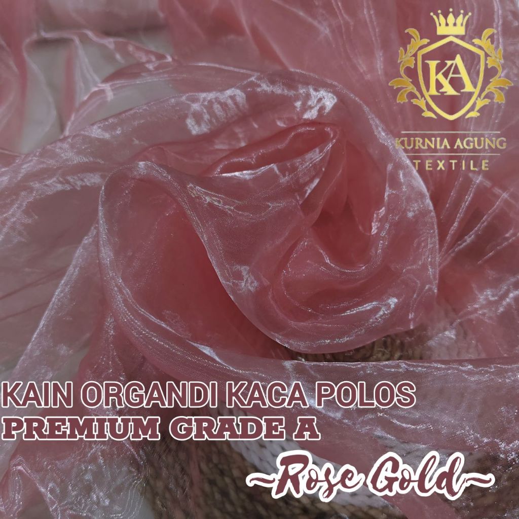 Jual 1/2Meter Kain Organdi Kaca Silk Polos Meteran Warna ROSE GOLD ...