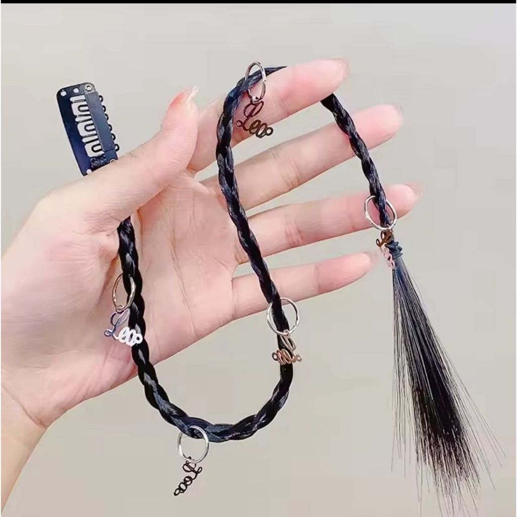 Jual 1pcs Rambut palsu kepang ponytail hairclip gaya korea hip hop ring ...