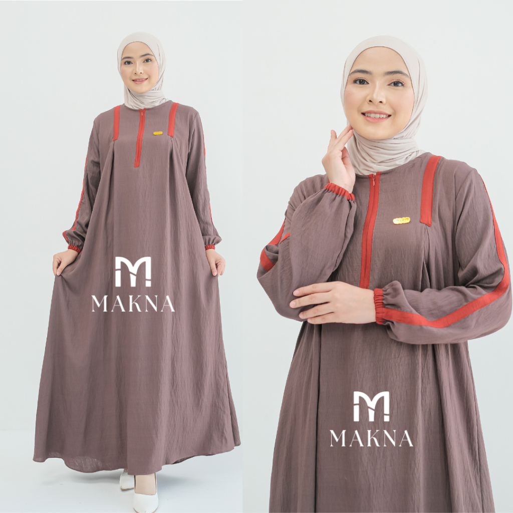 Jual Raiza Dress Gamis Muslim Wanita Polo Linen Polos Kombinasi Busui ...