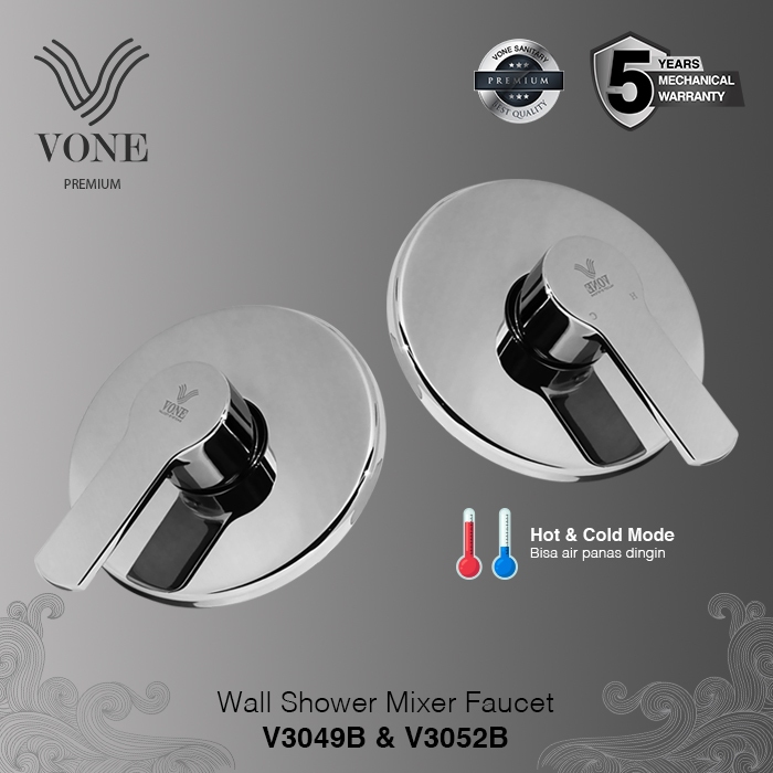 Jual VONE Kran Shower Tanam Tembok Stop Keran Wall Mandi Panas Dingin Brass Chrome ( VONE ...