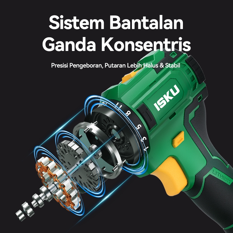 Jual ISKU Motor Tanpa Sikat Bor Listrik 21V Bor Impact baterai Cordless ...