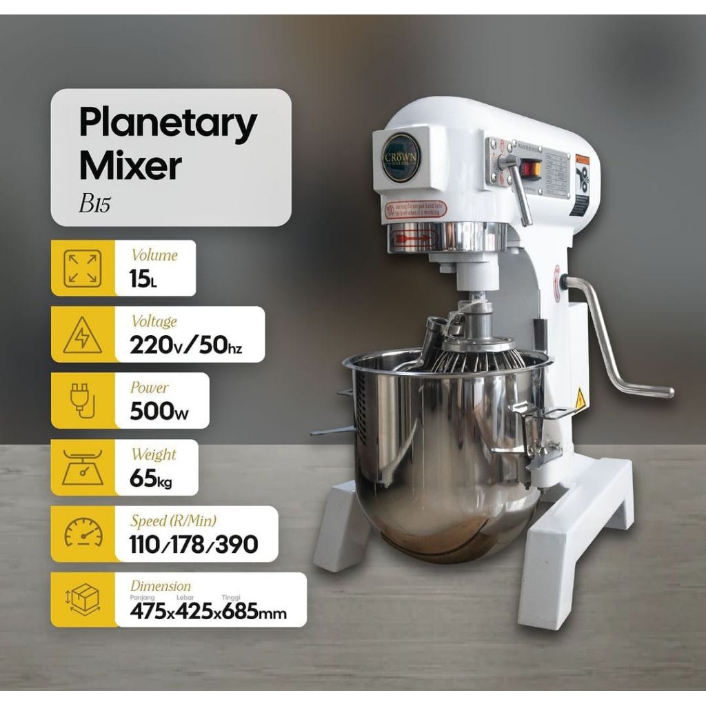 Jual PLANETARY MIXER CROWN HORECA B10 B15 B20 B30 alat pengaduk adonan ...