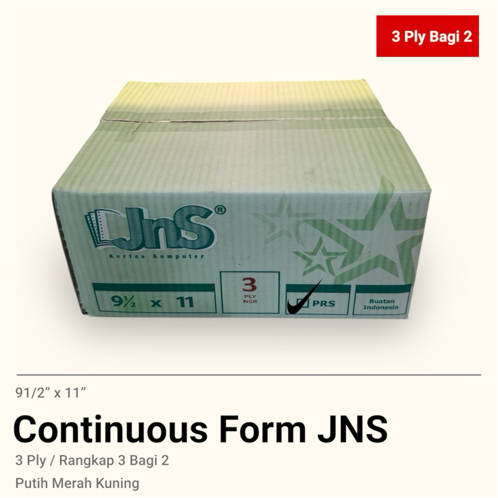 Jual Continuous Form JNS 3 Ply Bagi 2 91/2” x 11” K3 Bagi 2 NCR Rangkap ...