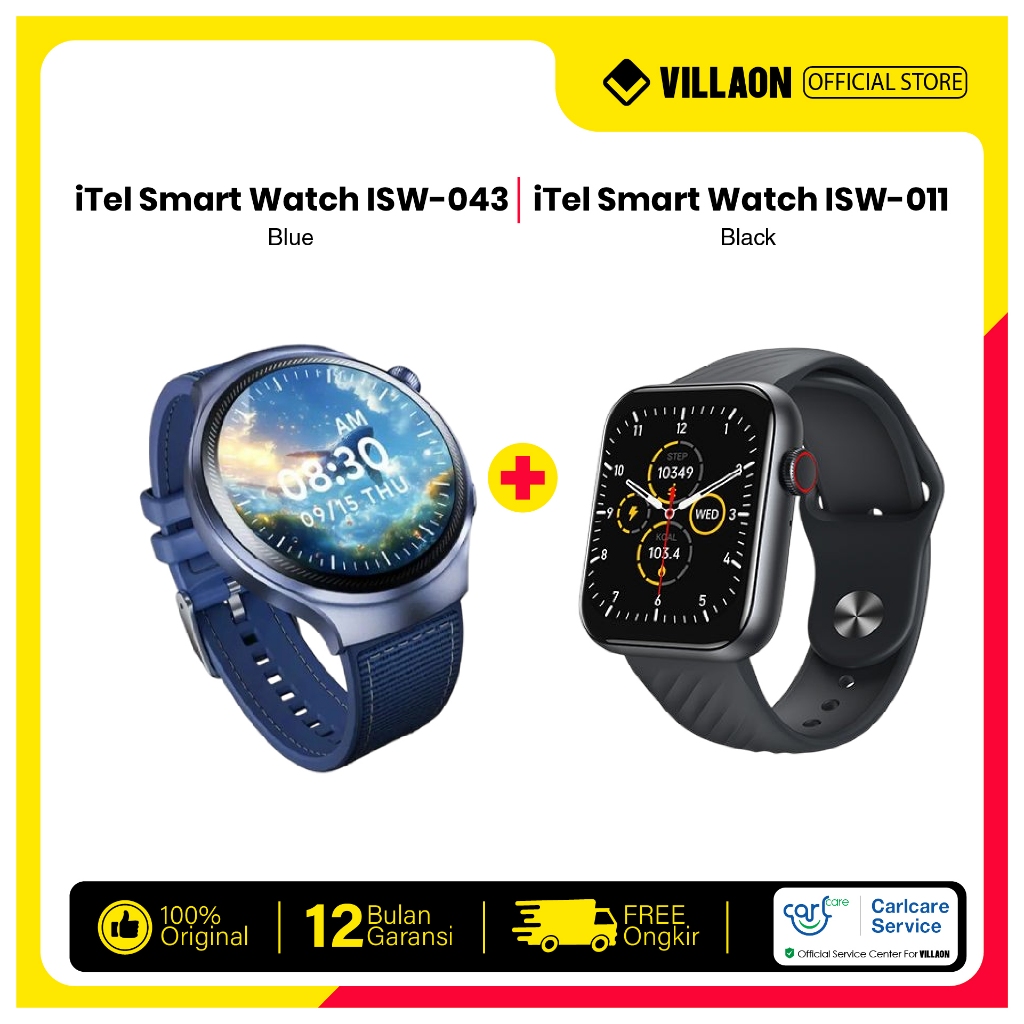 Jual Villaon Itel Smart Watch ISW-O43 Blue + Smart Watch ISW-O11 Black ...
