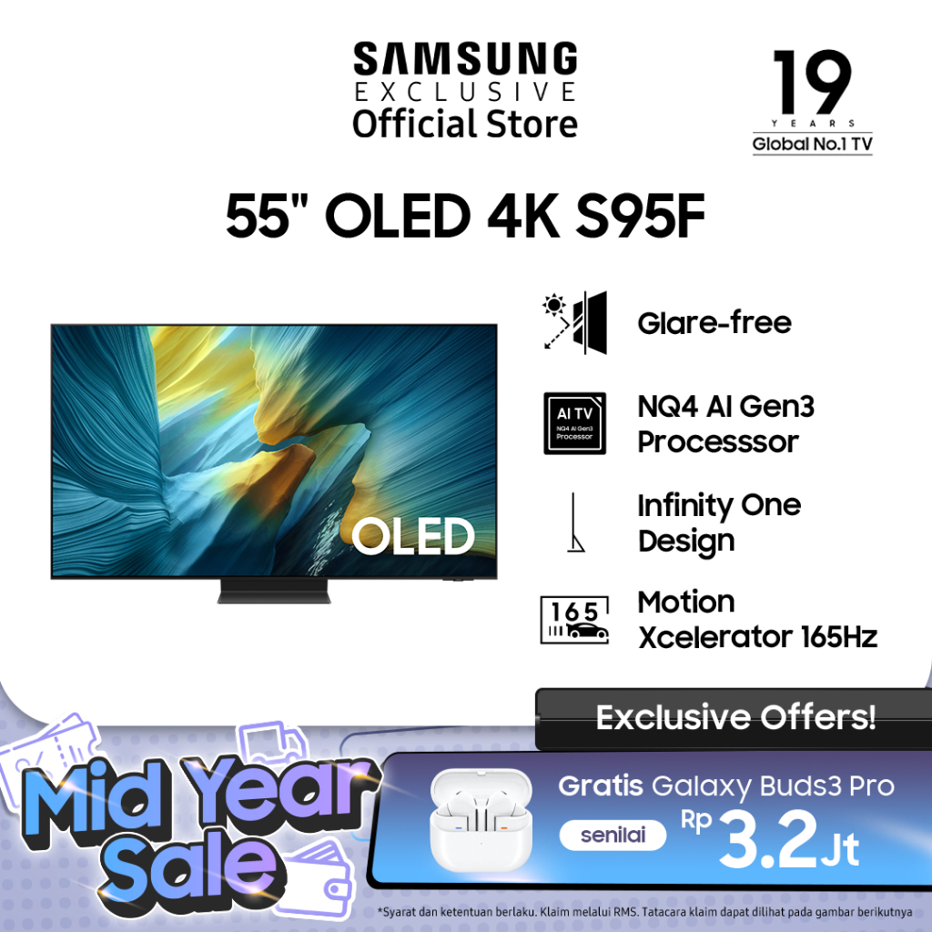 Jual Samsung Smart TV 55" OLED 4K S95F | Infinity One Design | Motion ...