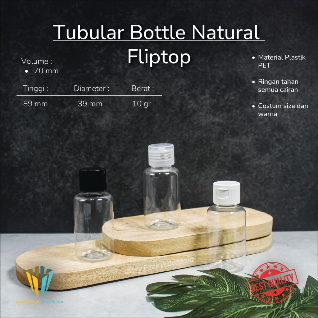 Jual Tubular Botol Pet Fliptop 70ml Natural Fliptop Varian Warna N24 ...
