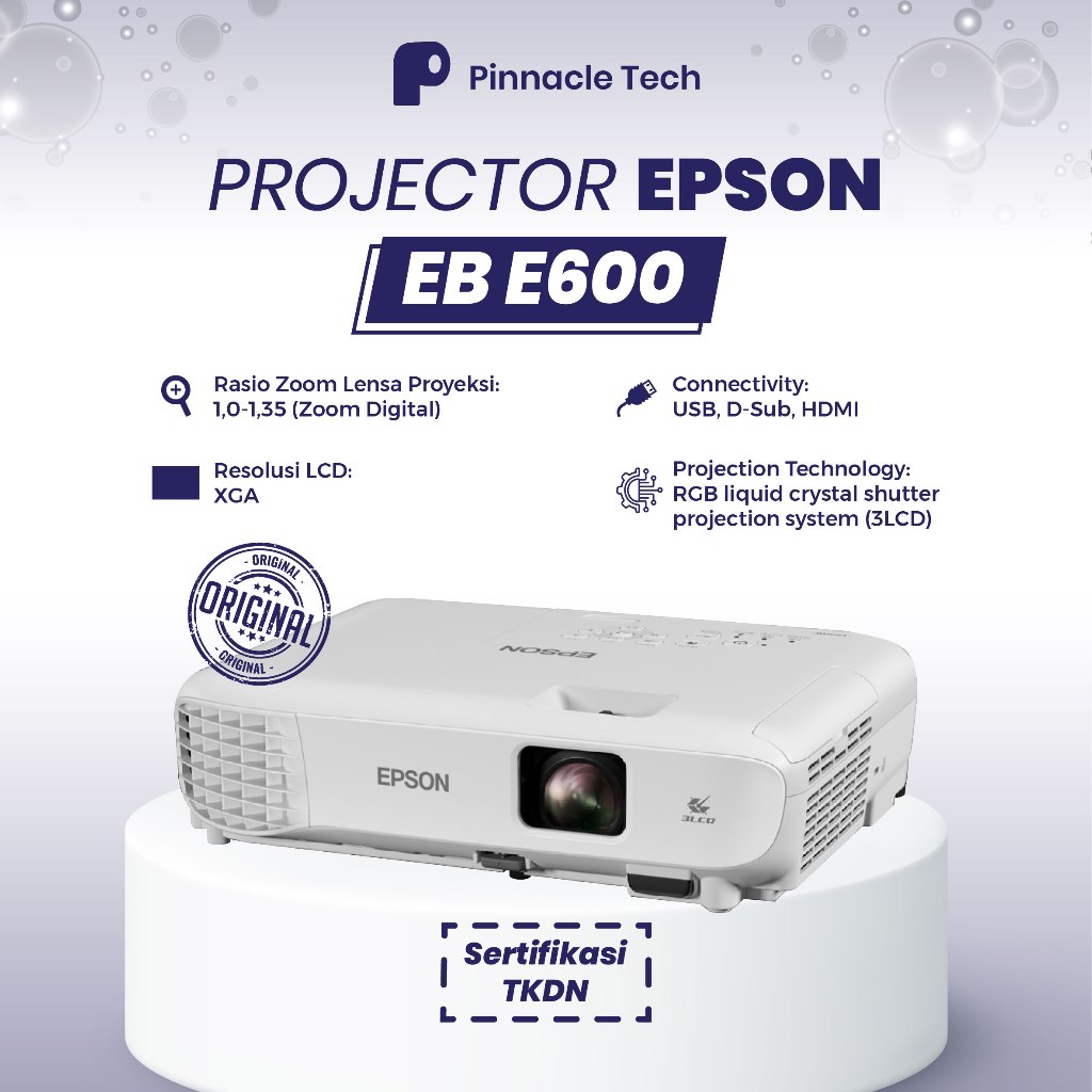 Jual Proyektor Epson EB-E600 XGA 3LCD TKDN Certified Projector 3400 lumens dan resolusi 1024x768 ...