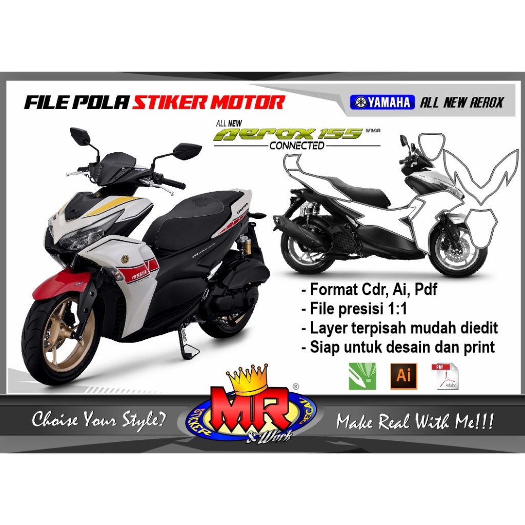 Jual Download Template Pola Stiker Fullbody Yamaha All New Aerox ...