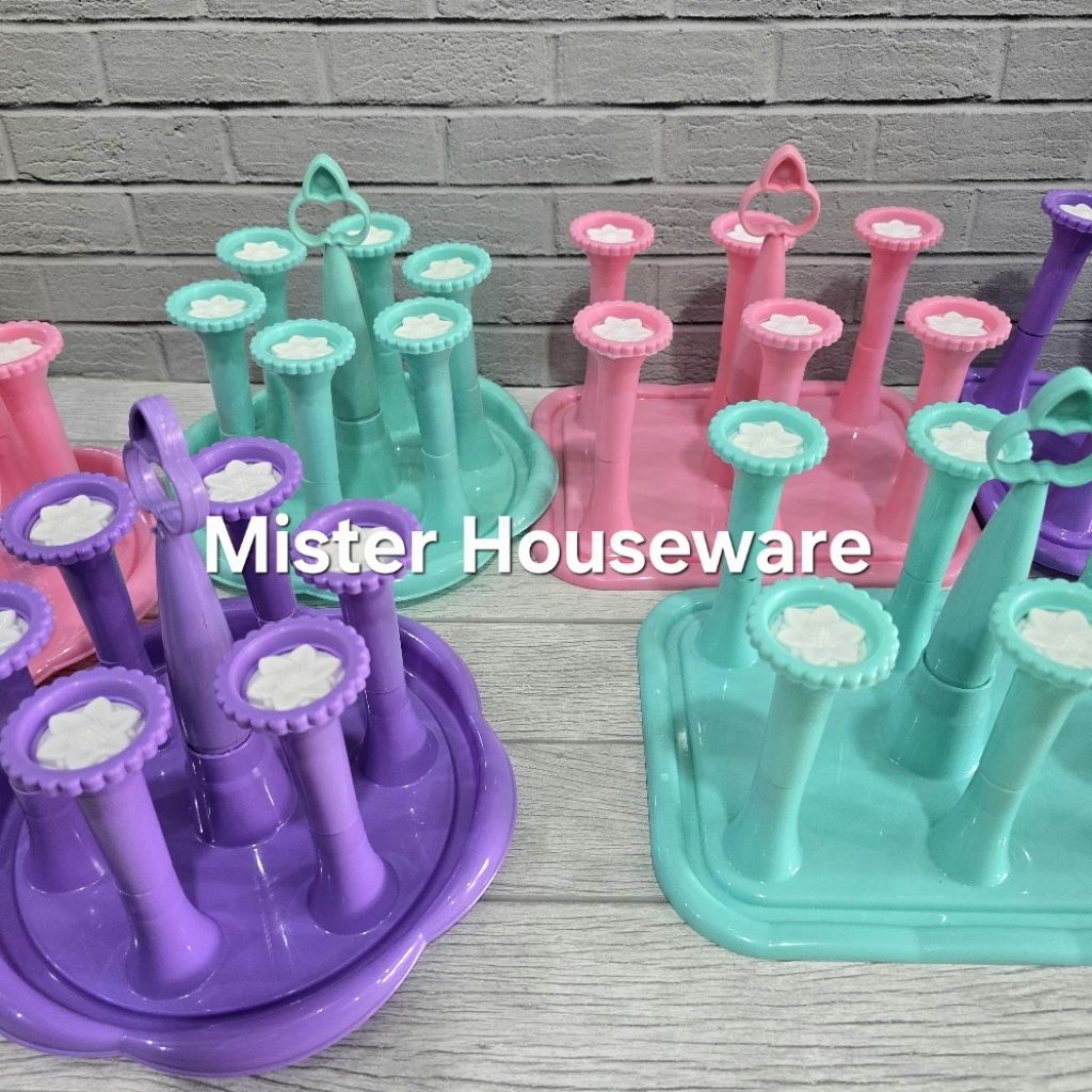 Jual Stand Gelas Plastik Warna Pastel Tatakan Gantung 6 Gelas Tempat ...