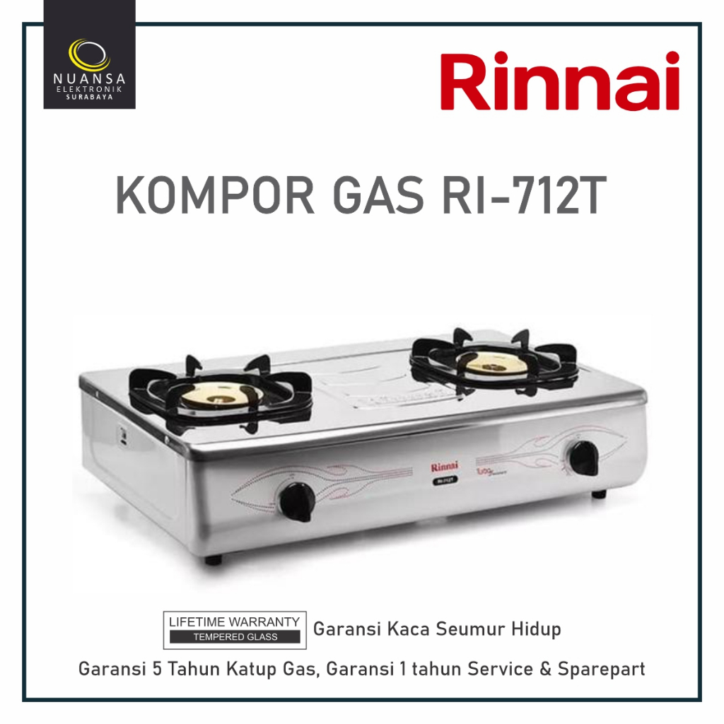 Jual RINNAI Kompor Gas RI-712T / RI 712T / 712 T - 2 Tungku Stove Api ...