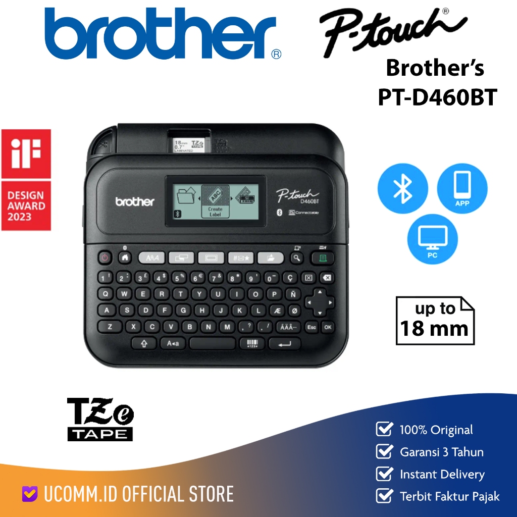 Jual BROTHER Printer Label Maker PT-D460BT Pt D460 BT Portable ...