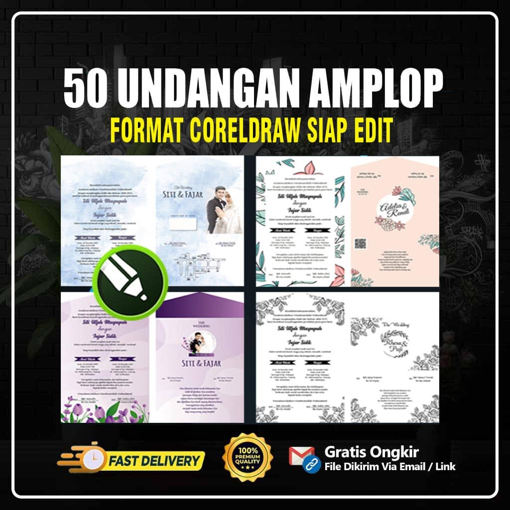 Jual 50 Desain Blanko Undangan Amplop CDR CorelDraw V21 Siap Edit ...