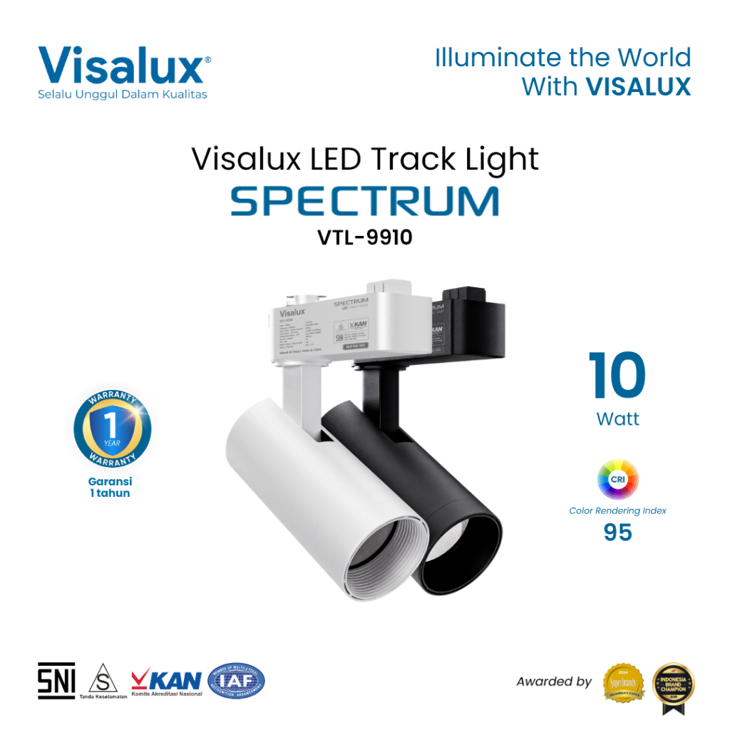 Jual Visalux Spectrum LED Rell Track Light 10W - Lampu Sorot Rel ...