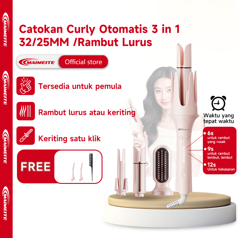 Jual MAIMEITE 3 IN 1 Ceramic Catokan Curly Otomatis Hair Styler Taurus Hair Styler 2.0 25mm 32mm ...