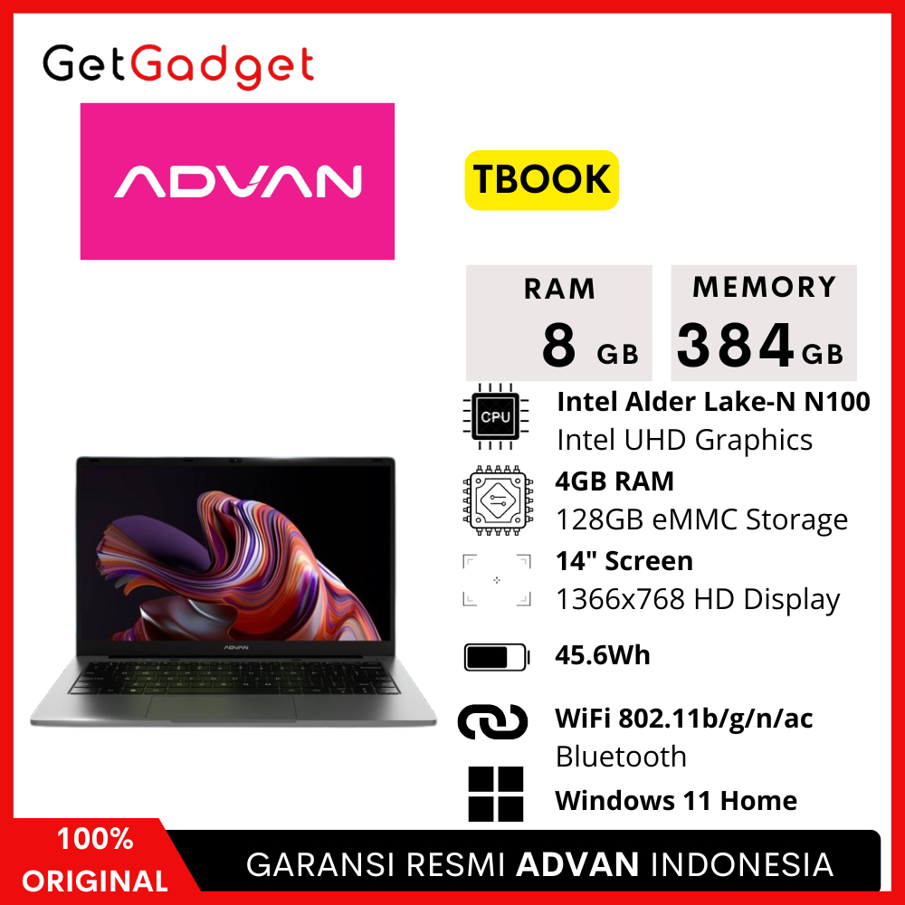 Jual Laptop Advan TBOOK 8/384GB + 8/128GB + 4/128GB Notebook Intel N100 ...